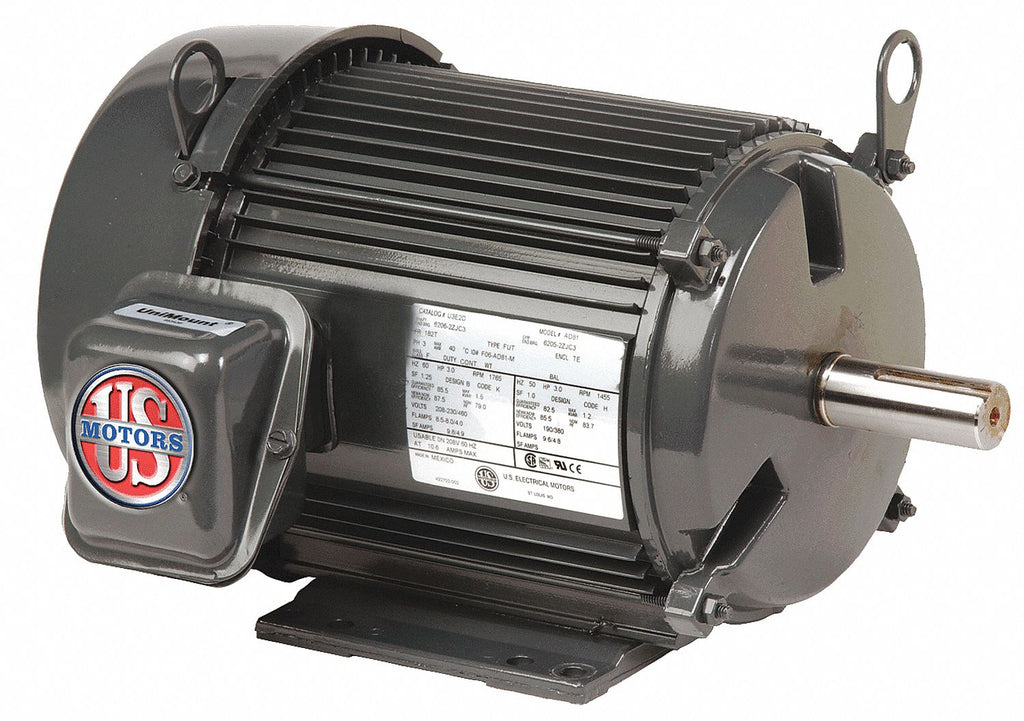 Usem 10 HP General Purpose Motor, 3-Phase, 1800 Nameplate RPM, Voltage ...