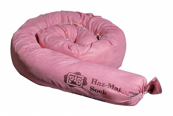 New Pig Absorbent Sock, Pink, 9 gal., PK12 - 124CR | Spill Control ...