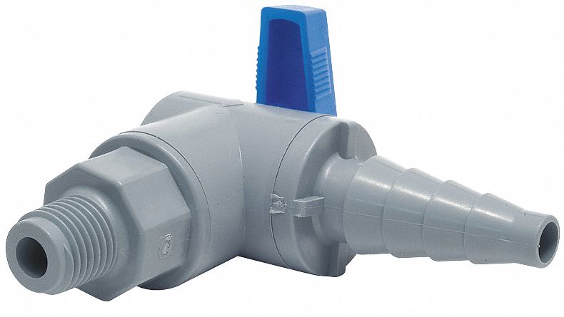SMC PVC MNPT x Barb Ball Valve, Long, 1/4" Pipe Size - 6577090 | Shut ...
