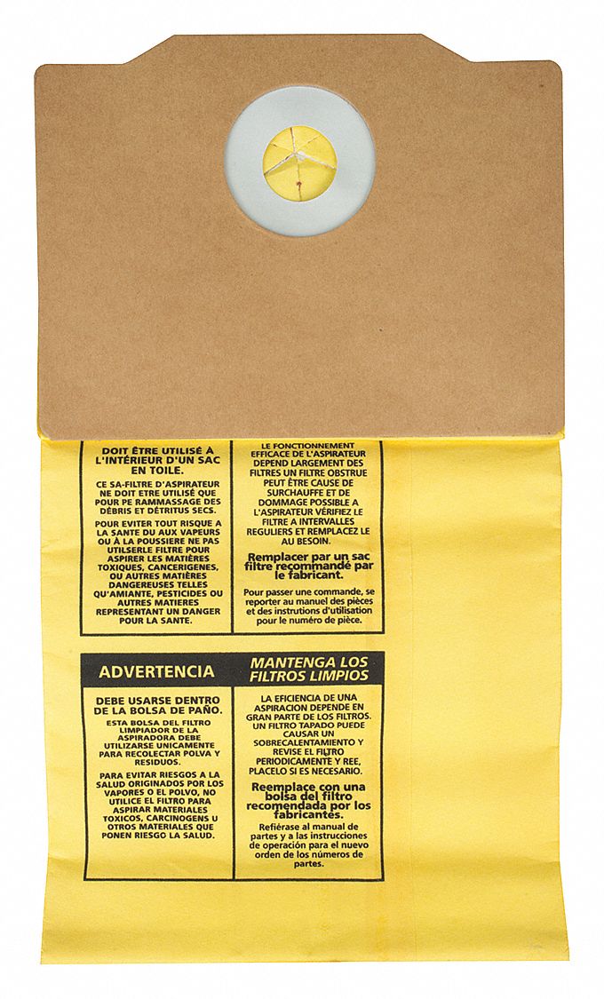 Dayton Vacuum Bag, Paper, 2-Ply, Standard Bag Filtration Type, For ...