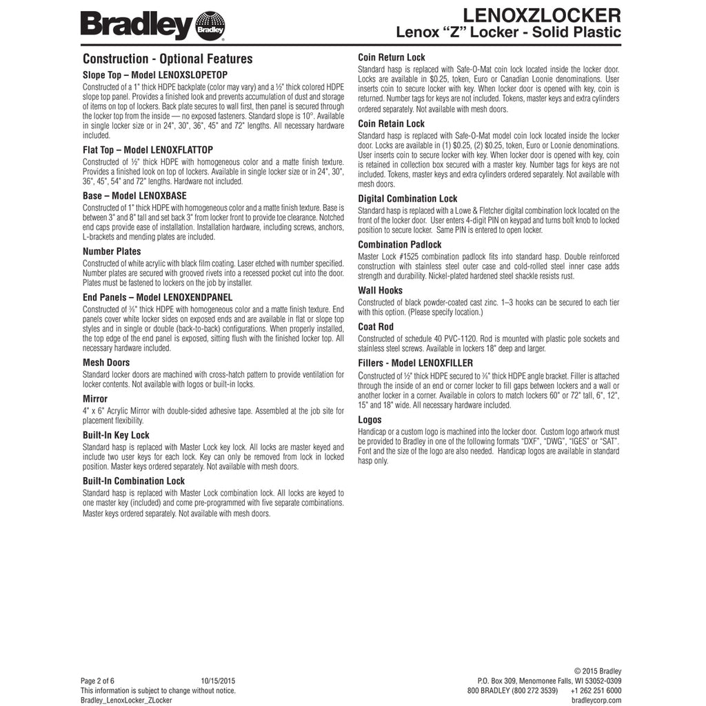 Bradley Wardrobe Z Locker, Assembled, Two Tier, 18" Overall Width ...