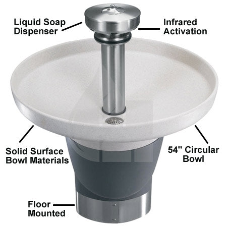 Bradley TDB3108-A-IR-TMA-LSD Terreon Wash Fountain, 54" Circular ...