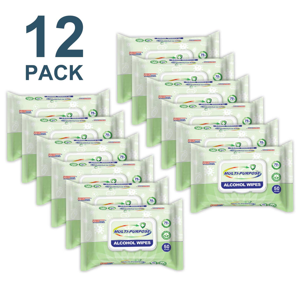 GERMisept Multi-Purpose 75% Ethanol Alcohol Wipes, 50 Wipes/Pack, 12 ...