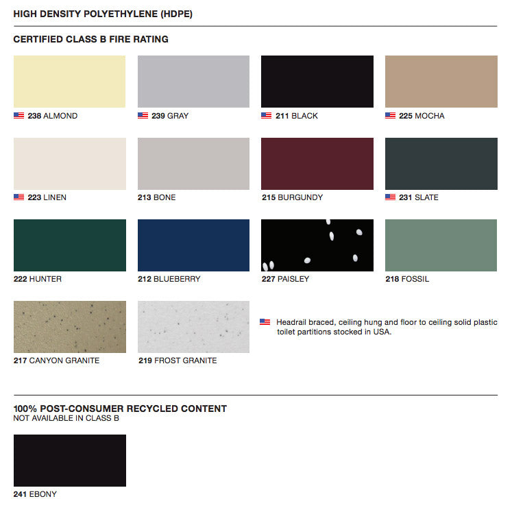 Hadrian Bathroom Stall Door, Solid Plastic, 32" x 55", Includes 621025/ ...