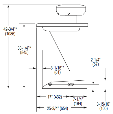 Bradley SN2003 Sentry Washfountain, 36", Semi-Circular, Foot Control, A ...